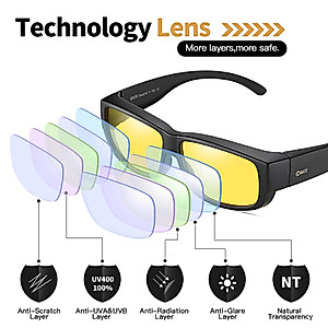 DUCO Fit Over Glasses Unisex Wraparound Polarized Sunglasses for Men Women Anti Glare Wear Over Glasses 8956