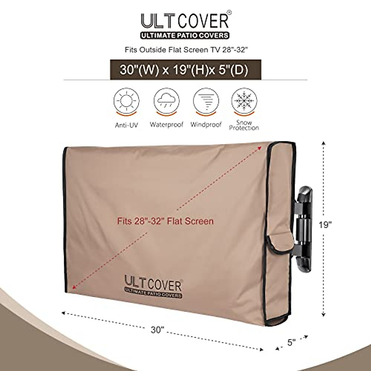 ULTCOVER Waterproof Outdoor TV Cover for 28-32 inch Outside Flat Screen Televisions with Mounts and Stands