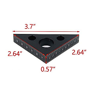 T Tulead Carpenter Square Triangle Ruler Aluminum Alloy Woodworking Ruler 45 Degree Woodworking Square Measurement Tool Black