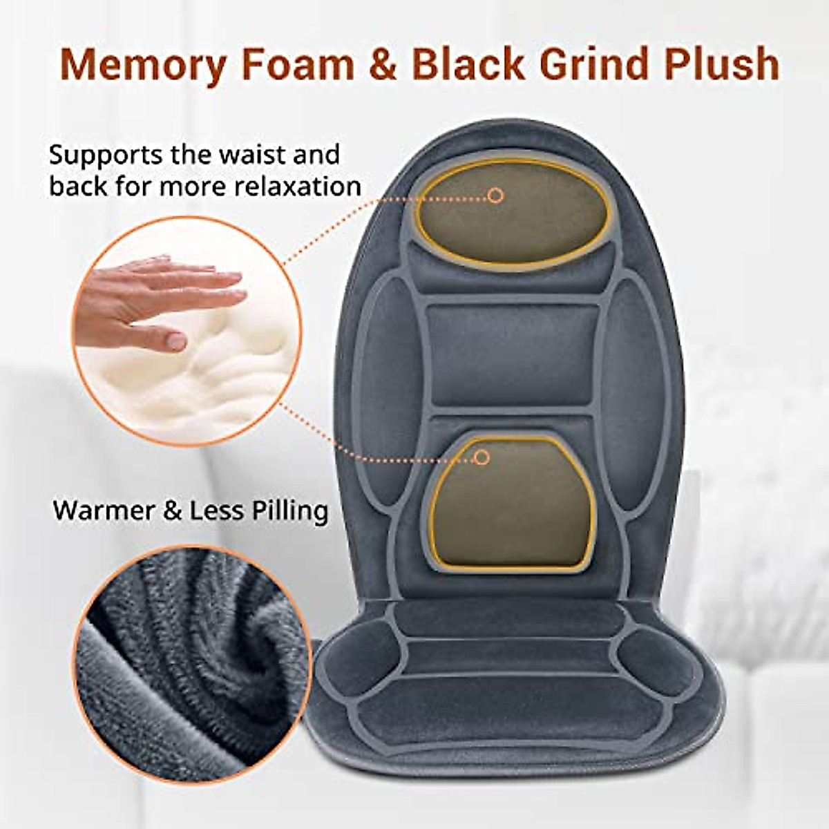 Seat Massager Massage Chair Pad with Heat, 8 Vibration Massage Nodes & 4 Massage Modes for Home Office Chair or Home Couch to Relieve Stress Fatigue for Back Shoulder and Thighs(Gray)