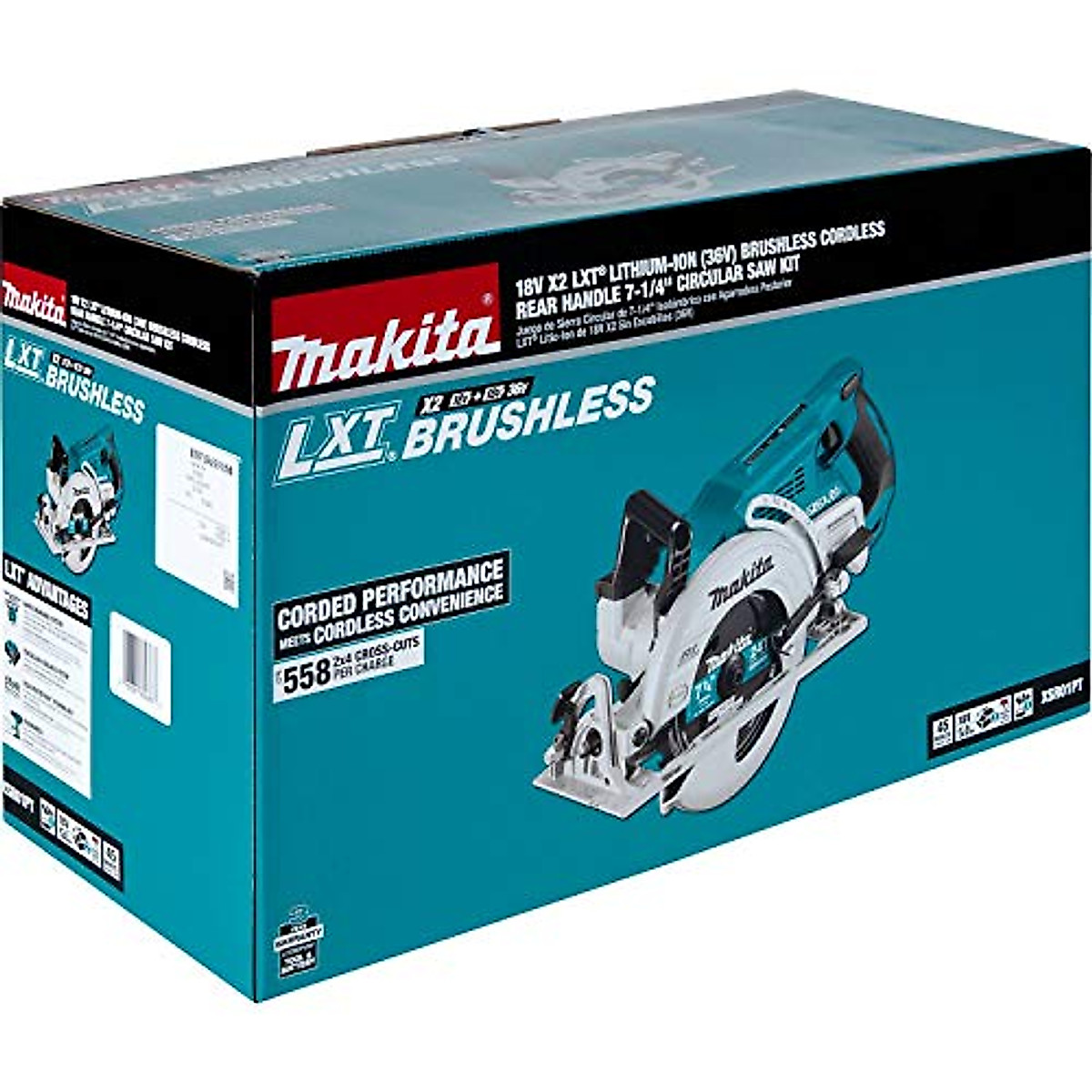 Makita XSR01PT 36V (18V X2) LXT® Brushless Rear Handle 7-1/4" Circular Saw Kit (5.0Ah)