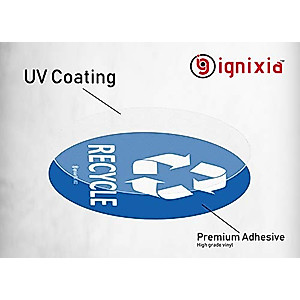 IGNIXIA (Pack of 4 Recycle & Trash Stickers Combo Indoor & Outdoor Trash Bin Decals Recycle & Trash Symbols Sticker 4 X 4 Inches Self Adhesive Peel & Stick (Blue and Black)