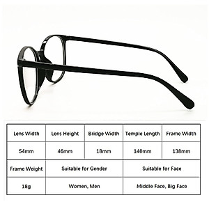 Reading Glasses Anti Blue Light Blocking Reader Oversized Frame for Women Men for Mid Big Face Anti Eyestains Black 0