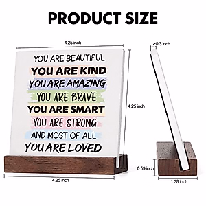 Inspirational Desk Decor Sign Gifts for Women, Encouragement Cheer Up Office Plaques with Wooden Stand, Birthday, Christmas Gift for Coworker, Women, Friend,Employee