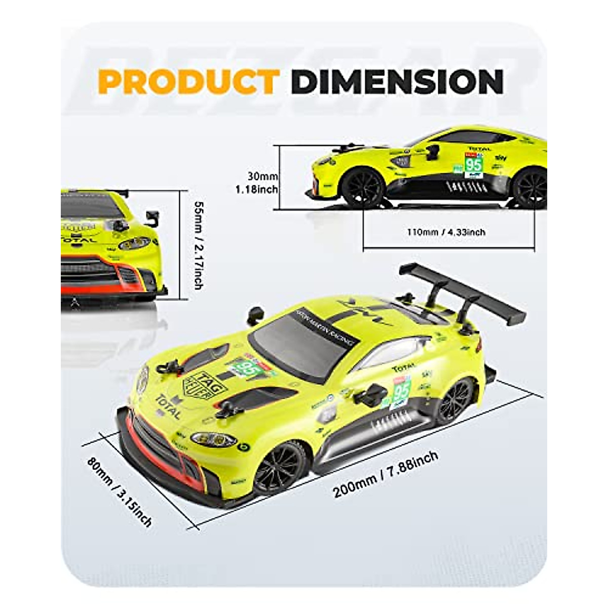 BEZGAR Remote Control Car-1:24 Scale Aston Martin Electric Sport Racing Toy Car Model Vehicle, 2.4Ghz Licensed RC Car Series for Girls and Boys Age 8 9 10 11 12 Years Holiday Ideal Gift