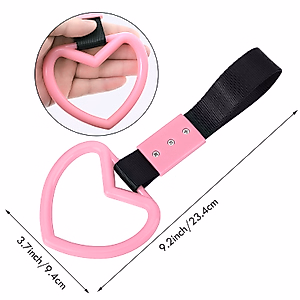 4 Pieces Rings Heart Shaped Car Handle Straps Bumper Warning Ring Decor Subway Bus Heart Handle for Car Interior (Pink)