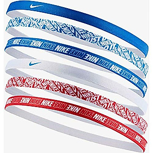 Nike Printed Headbands 6Pk (Blue/White/Red) - Unisex