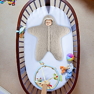 Unisex Baby Wearable Sleeping Bag Cashmere Cotton Starfish Fleece Newborn Wrap Blanket Sack Dibiao Breathable Bag Sleeper for 0-6 Months Baby Boys Girls (Grey)