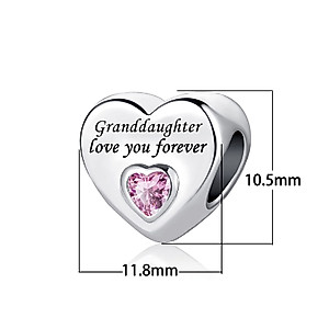 Chili Jewelry Granddaughter Pink Crystal Heart Love Charm Compatible With Pandora Charms Bracelets