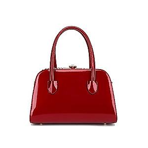 Style Strategy bone purses patent leather Satchel handbags for women Top Handle with kiss lock Shoulder bags crossbody for women