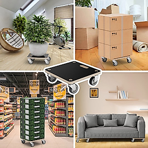 Wonfuss Furniture Moving Dolly 2 Pack, 550lbs Wood Dolly for Moving Furniture Movers with Wheels No Assembly Required (Rectangle)