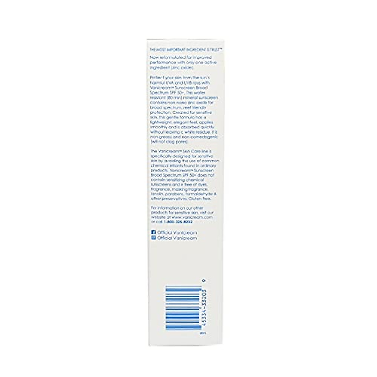 Vanicream Sunscreen Broad Spectrum SPF 50+ oz., 3 Ounce