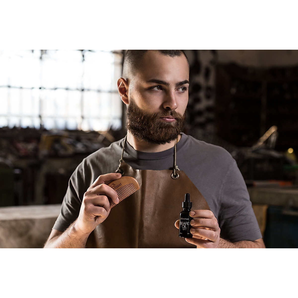 ZilberHaar Beard Oil №1 - Pure, Organic Moroccan Argan and Jojoba Oil for Natural Beard Growth and Hydration - 1 oz - Free Beard Comb Gift