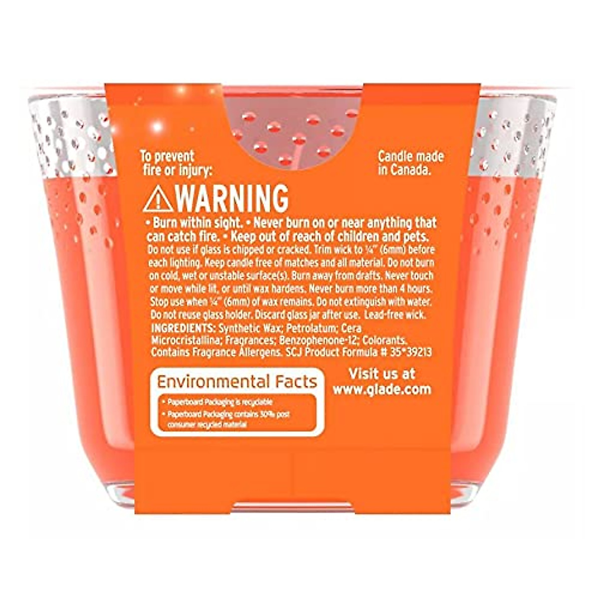S C JOHNSON Glade Jar Candles, Fragrance Candles Infused with Essential Oils, Air Freshener Candles, 6.8 Oz; Multiple Scents Available! (Pumpkins Spice Things Up, 3 Wick)