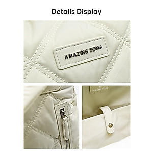 Amazing Song Puffer Quilted Backpack for Women, with Box Designer Waterproof Lightweight Puffy Daypack Travel Work