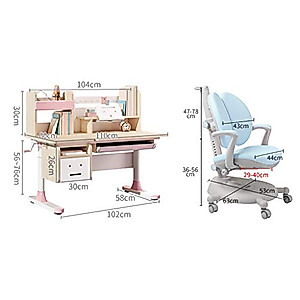 Articles for daily use Multifunctional Solid Wood Children's Study Desk and Chair Set, Simple Bookshelf Height Adjustable Student Writing Desk, Ergonomic Student Computer Desk