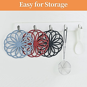 Kalsreui Trivets for Hot Dishes, Silicone Trivet Hot Pads for Kitchen Counter, Carved Silicone Trivets for Hot Pots and Pans, Heat Resistant Mat for Quartz, Teal Round Silicone Trivets Mats Pack 6