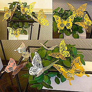 144 Pcs Gold Butterfly Sticker, 3D Removable Butterfly Wall Decor for Girls, Kids, Baby Bedroom, Living Room Decorations, Birthday Party Decorations, 3 Styles 3 Sizes
