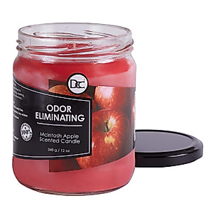 Mcintosh Apple Odor Eliminating Highly Fragranced Candle - Eliminates 95% of Pet, Smoke, Food, and Other Smells Quickly - Up to 80 Hour Burn time - 12 Ounce Premium Soy Blend