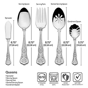 Wallace Queen 65-Piece 18/10 Stainless Steel Flatware Set, Silver, Service for 12 -