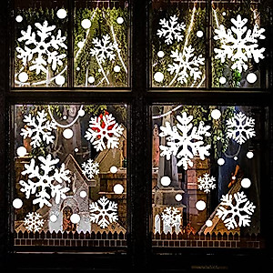 Ivenf Christmas Decorations Indoor, 8 Sheets Extra Large White Snowflake Window Clings Decor, Farmhouse Rustic Xmas Snowflake Decorations for the Home School Office Classroom Kids Winter Holiday Party