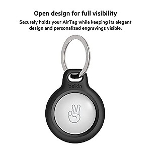 Belkin Apple AirTag Secure Holder with Key Ring - Durable Scratch Resistant Case With Open Face & Raised Edges - Protective AirTag Keychain Accessory For Keys, Pets, Luggage, Backpacks - 2-Pack White