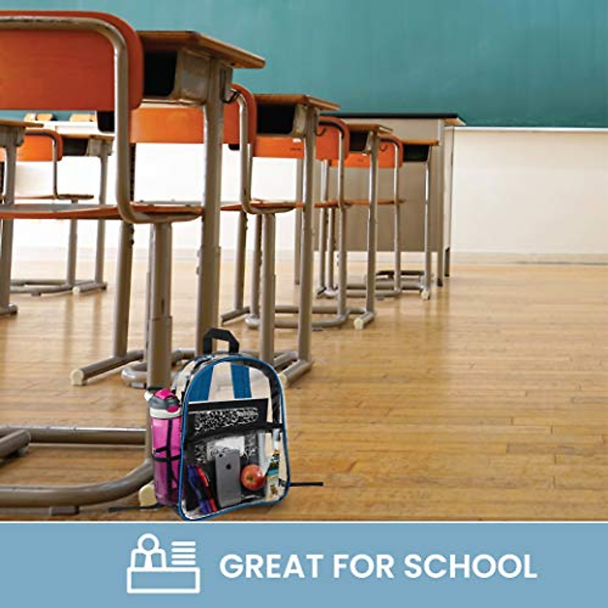 Bags for Less [Set Of 2] Clear Backpack - Security Approved - Straps & Front Accessory Pocket