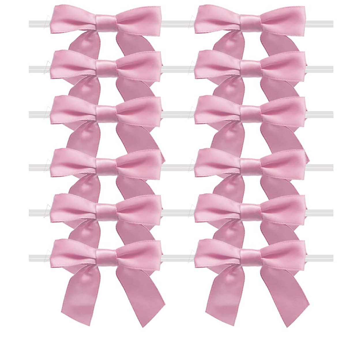 BAISDY 50pcs Twist Tie Bows for Treat Cake Pops Sealing Lollipop Bags Ribbon Bows Craft Twist for Brithday Baby Shower Valentine's Day Christmas Party (Light Pink)