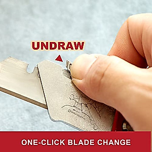 T TOVIA Heavy Duty Folding Utility Knife Quick Change Box Cutter Blades with Blade Storage Design, Extra 5 Blades Included, Box Knife for Cartons, Cardboard and Boxes…