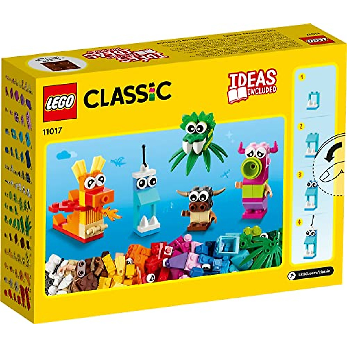 LEGO Classic Creative Monsters 11017 Building Toy Set, includes 5 Monster Toy Mini Build Ideas to Inspire Creative Play for Kids Ages 4 and Up, Fun Gift for Halloween