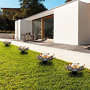 QZHP Outdoor Solar Lights, Garden Decor, Crackle Glass Globe, Waterproof Metal Lotus Flower Light for Patio, Lawn, Walkway, Tabletop, Ground