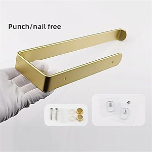 Towel Holder Bathroom Rack Bar Golden Kitchen Roll Paper Hand Towel Hanger Self Towel Hanger Self Storage Shelf Punching (Color : Golden.A)