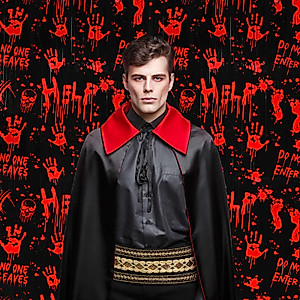 HOWAF Halloween Foil Fringe Curtains Killer Birthday Party Decoration,2 Pack 3.2 * 6.5ft Creepy Bloody Hands Backdrops Halloween Horror Night Red Handprint for Halloween Zombie Vampire Supplies