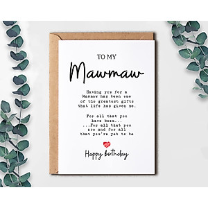 To My Mawmaw - Mawmaw Birthday Card - Mawmaw Is The Greatest Gifts In My Life - Birthday Card For Mawmaw - Gift For Mawmaw Card