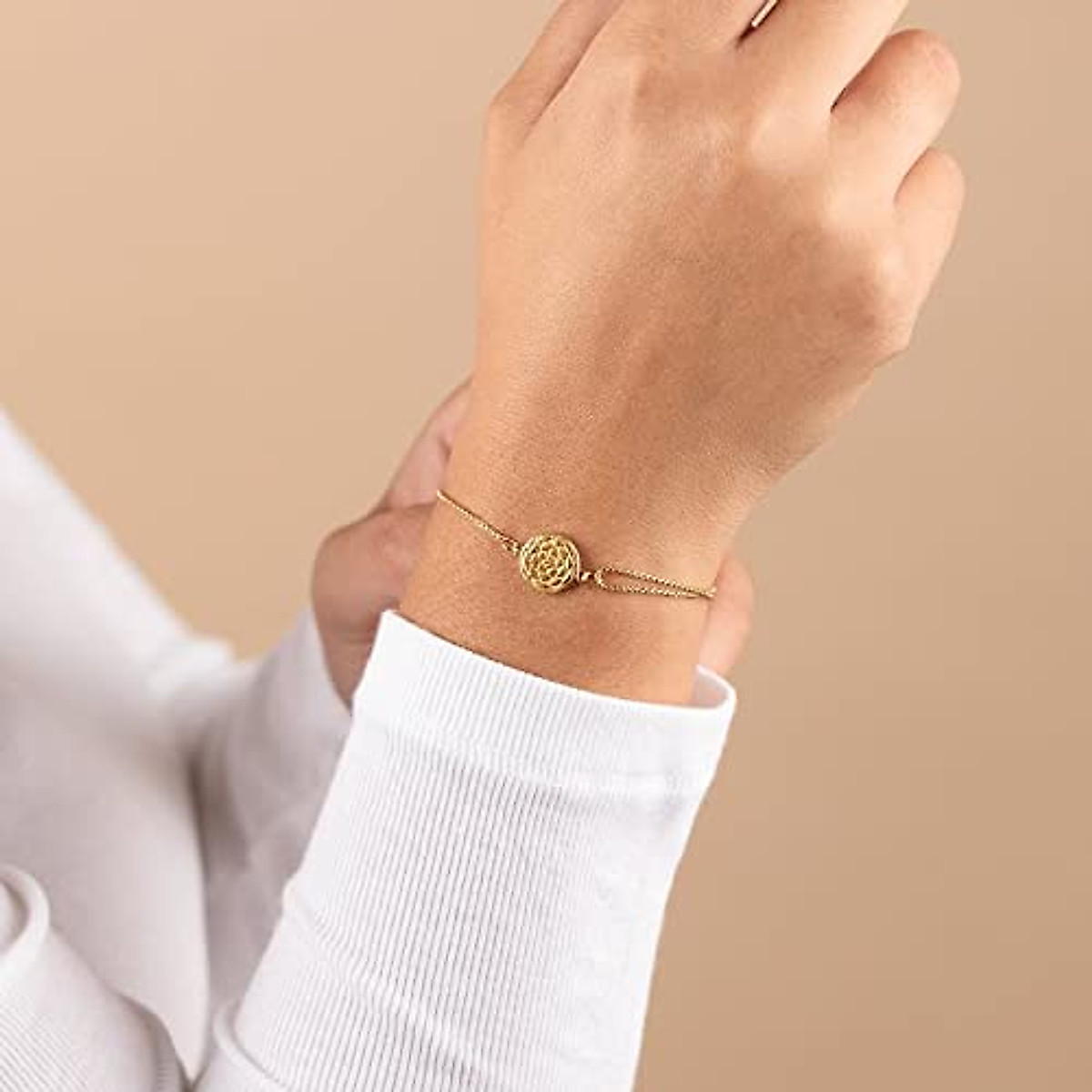 Alex and Ani Path of Symbols Adjustable Pull Chain Bracelet for Women, New Beginnings Charm, 14K Gold Plated Sterling Silver, 5.5 to 9.5 in