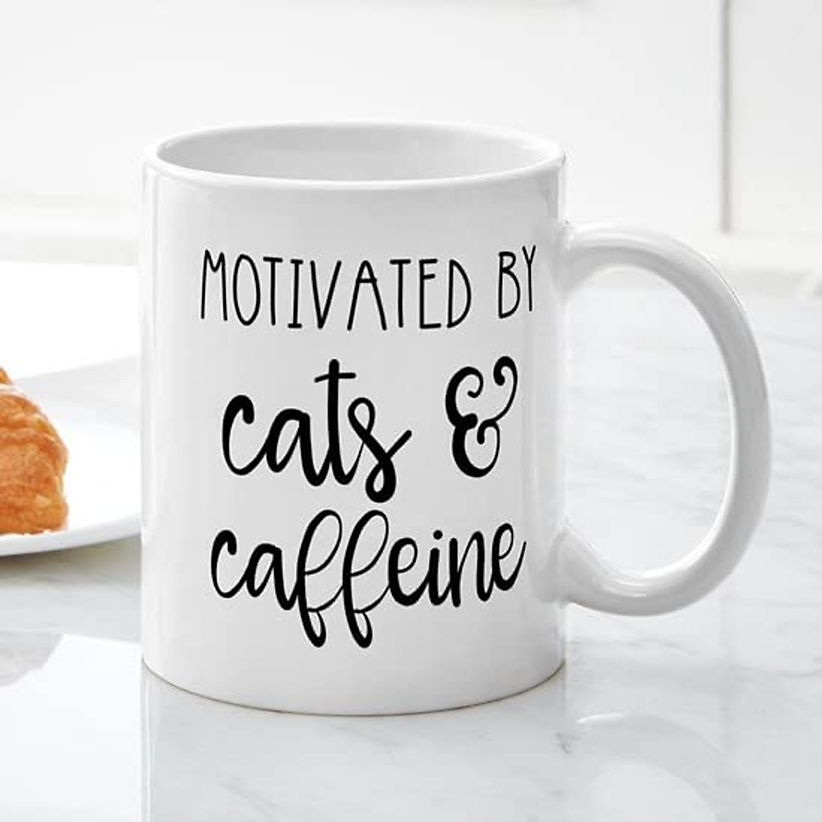 CafePress Motivated By Cats And Caffeine Mugs Ceramic Coffee Mug, Tea Cup 11 oz