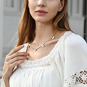 Ldurian Dainty Necklace, Layered Necklaces for Women, 14K Butterfly Choker Layering Chokers for Women, Dainty Butterfly Stack Jewelry