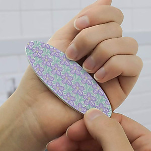 Pretty Purple Flower Petals Pattern Double-Sided Oval Nail File Emery Board Set 4 Pack