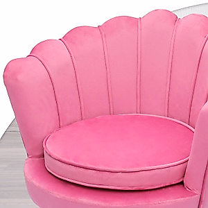 MoNiBloom Pink Accent Chair with Ottoman, Living Room Upholstered Modern Velvet Chair, Bedroom Leisure Single Sofa Chair Armchair Comfy Chair Reading Club Coffee Chair with Pillow and Soft Cushion