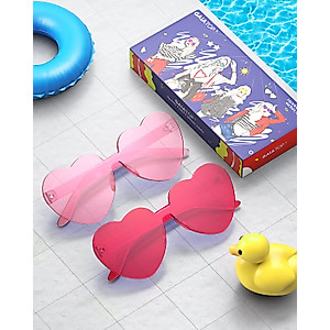 Gaiatop Heart Sunglasses for Women Candy Color Transparent Rimless Heart Glasses for Girls Cute Heart Shaped Sunglasses