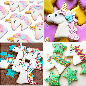 Cookie Cutters 9-Piece Fantasy Unicorn Cookie Cutter Set with Unicorn Head, Unicorn, and Rainbow,Shooting Star,Star Biscuit Cutters Set for Kids Holiday Wedding Birthday Party Supplies Favors