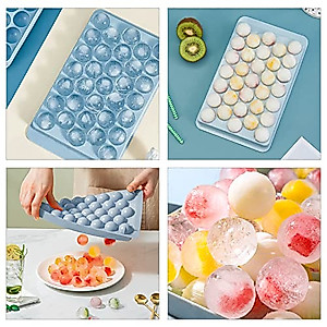 Zimmoo Ice Cube Tray, Round Ice Cube Trays for Freezer with Lid & Bin, 1.2 IN X 99 PCS Sphere Ice Ball Maker Molds Circle Ice Tray for Whiskey Cocktails Drinks (3 Trays 1 Ice Container and Scoop)
