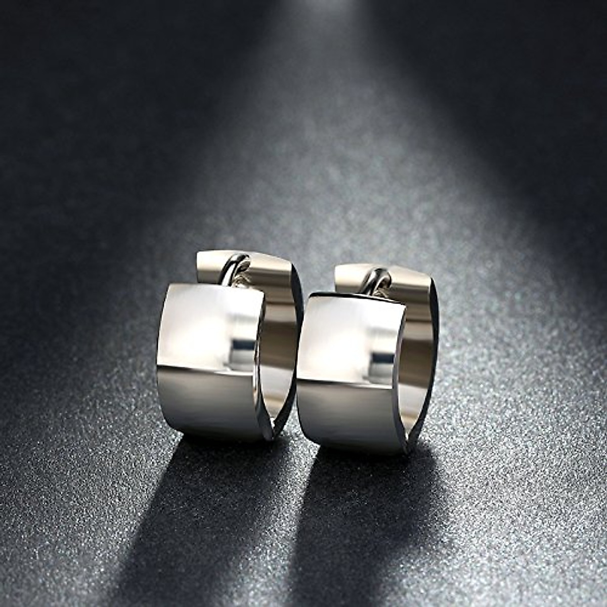 MELUOGE 2 Pairs Unique Fashionable Stainless Steel Small Hoop Earrings for Men Women Huggie Earrings (gold with Silver) Rose Gold (silver)