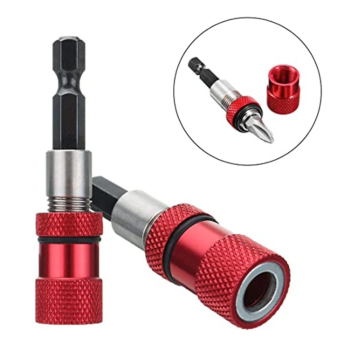 SeonFook 2Pcs Magnetic Bit Holder with PH2 Screwdriver Bits, 1/4 Inch Hex Shank Driver Bits Adjustable Depth Screw Holder Drywall Screw Bits (60mm)