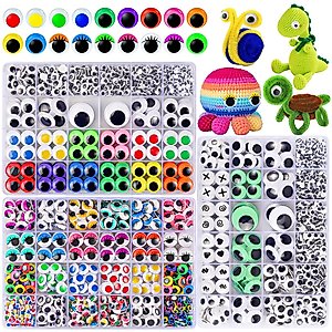 Natonhi 3000 Pcs Googly Eyes, 72 Style Googly Eyes Self Adhesive for Crafts Sticker Wiggle Eyes 4mm-25mm Assorted Colors Eyes