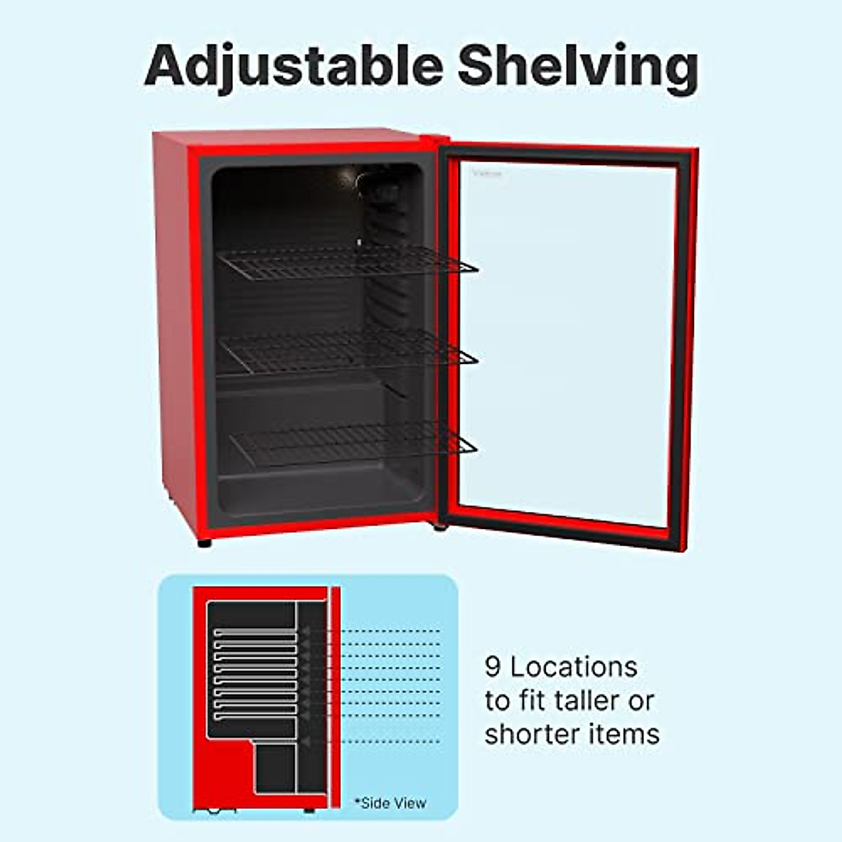 HUSKY Undercounter/Freestanding Premium Beverage Cooler & Mini Fridge 4.6 Cu.ft./131L with Reversible Glass Door, Compact Refrigerator for Home, Restaurants, Commercial, RV Energy Star