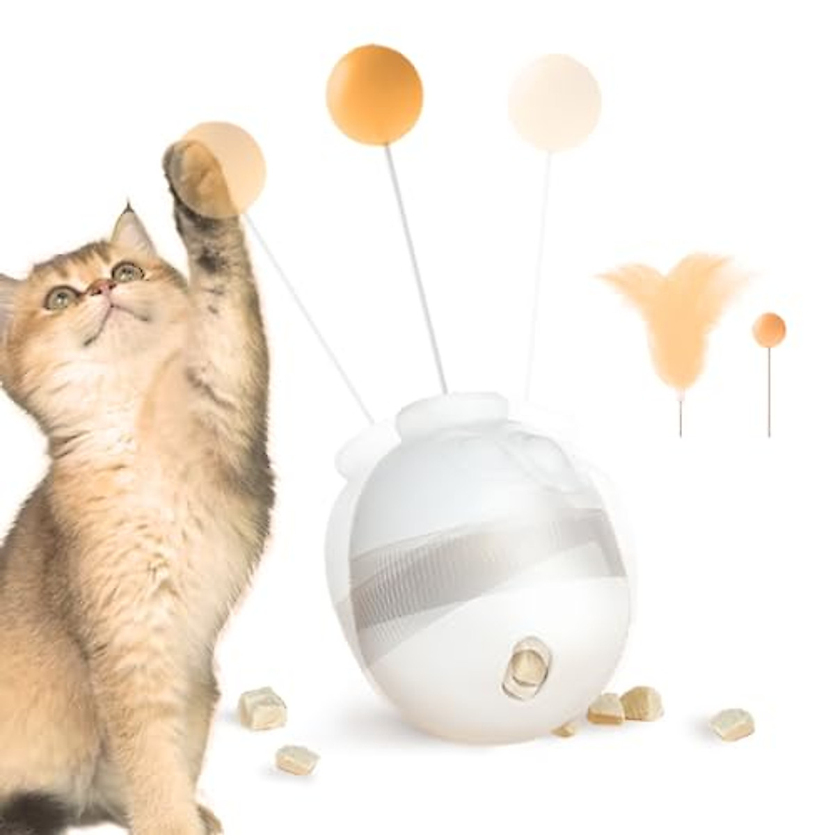 doiplent Tumbler Interactive Toy Cat Puzzle Feeder,Treat Dispensing Cat Toy, Cat Treat Dispenser Toy,Cat Enrichment Toys,Aid Pets Digestion, Great for Portion Control and Fast Eaters,White