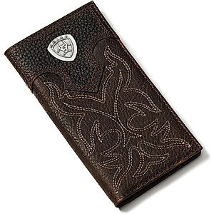 ARIAT Men's Boot-Embroidery Rodeo Tan Leather Wallet