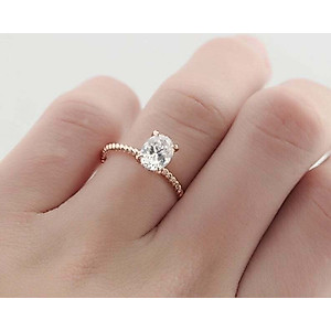 BeBold 1.5ct Oval Cut Simulated Diamond CZ Engagement Ring for Women Twist Rope Style Rose Gold Plated