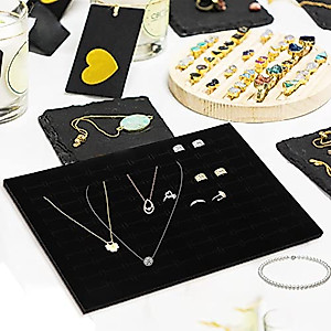 Zerodeko Jewelry Display Trays Black Jewelry Foam Insert 6pcs Ring Earring Display Pad Tray Slots Sponge Pad for Jewelry Boxes Trays Display Showcase Storage Selling Jewelry